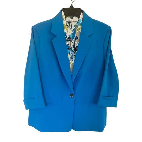 Kasper | Jackets & Coats | Kasper Blue Blazer With Floral Sleeveless ...